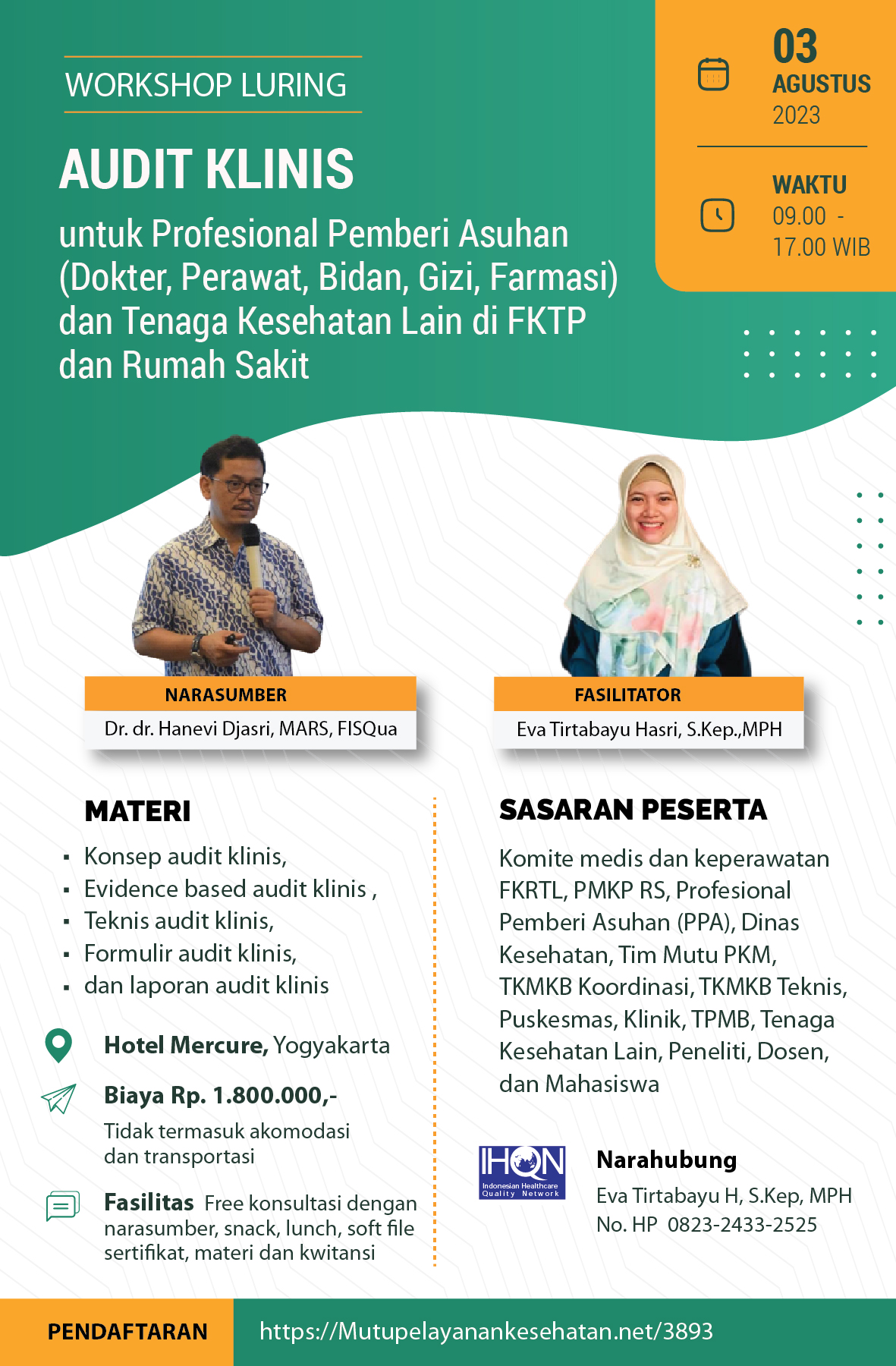 Workshop Audit klinis untuk Profesional Pemberi Asuhan (dokter, perawat, bidan, gizi, farmasi ...
